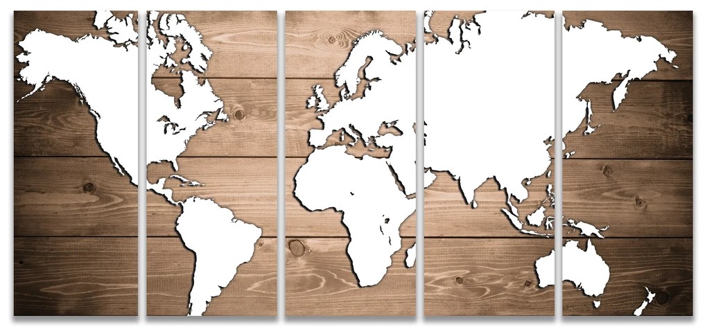 Malvis ® Obraz Mapa světa na dřevu Velikost: obdélník - 130x60 cm