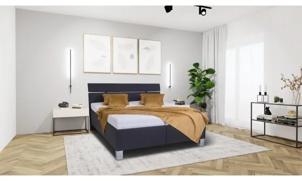 Čalouněná postel s matrací a úložným prostorem ALIS 160x200 cm antracit