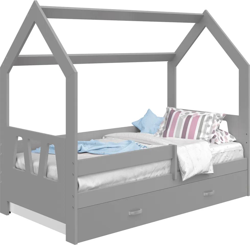 AMI nábytek Dětská postel DOMEČEK D3A 80x160cm masiv šedá