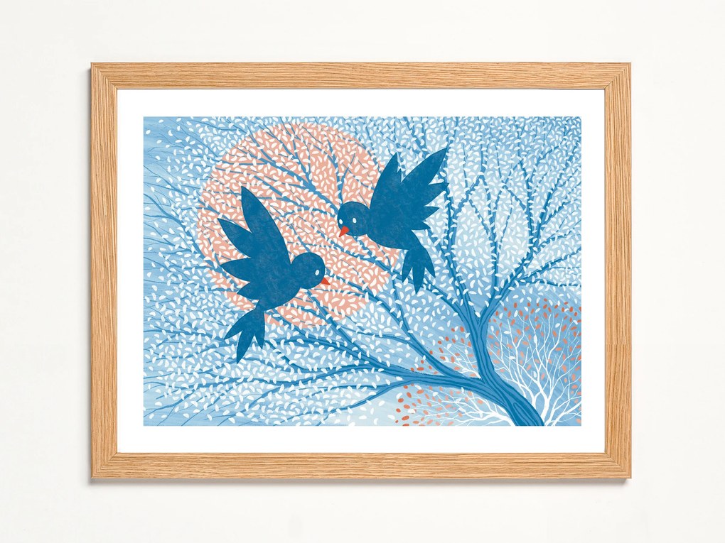 Barbora Brůnová | Ptáčci v zimě Rám: Bez rámu, Velikost: 30 x 20 cm