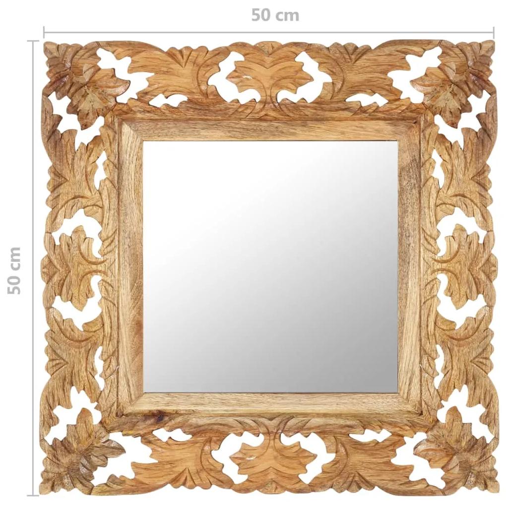 Ručně vyřezávané zrcadlo hnědé 50 x 50 cm masivní mangovník - Default Title