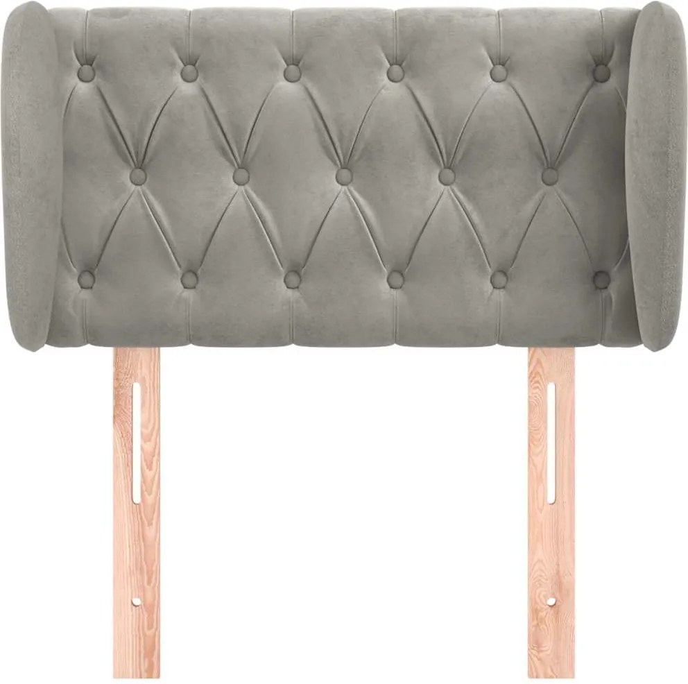Čelo postele typu ušák světle šedé 83x23x78/88 cm samet 3117510
