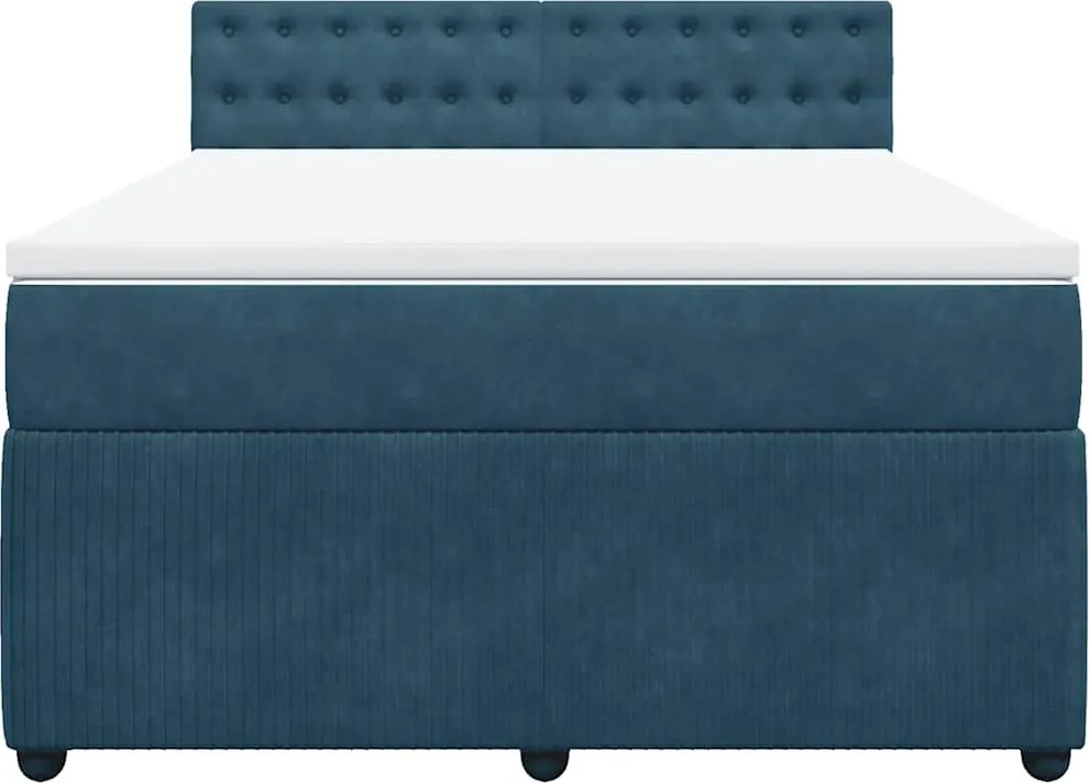 Box spring postel s matrací modrá 140 x 190 cm samet 3287750