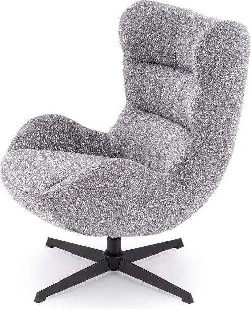 Otočné relaxační křeslo JACKIE — kov, látka, šedá