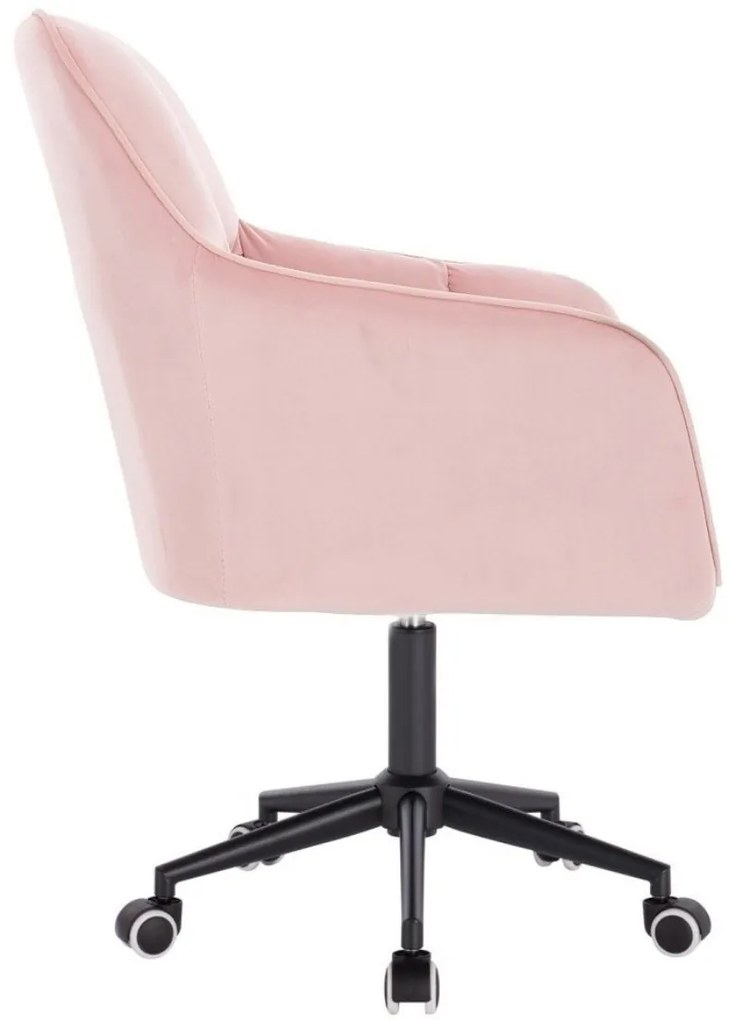 LuxuryForm DESIGN Otočné křeslo AMALFI VELUR na černé podstavě s kolečky - růžové