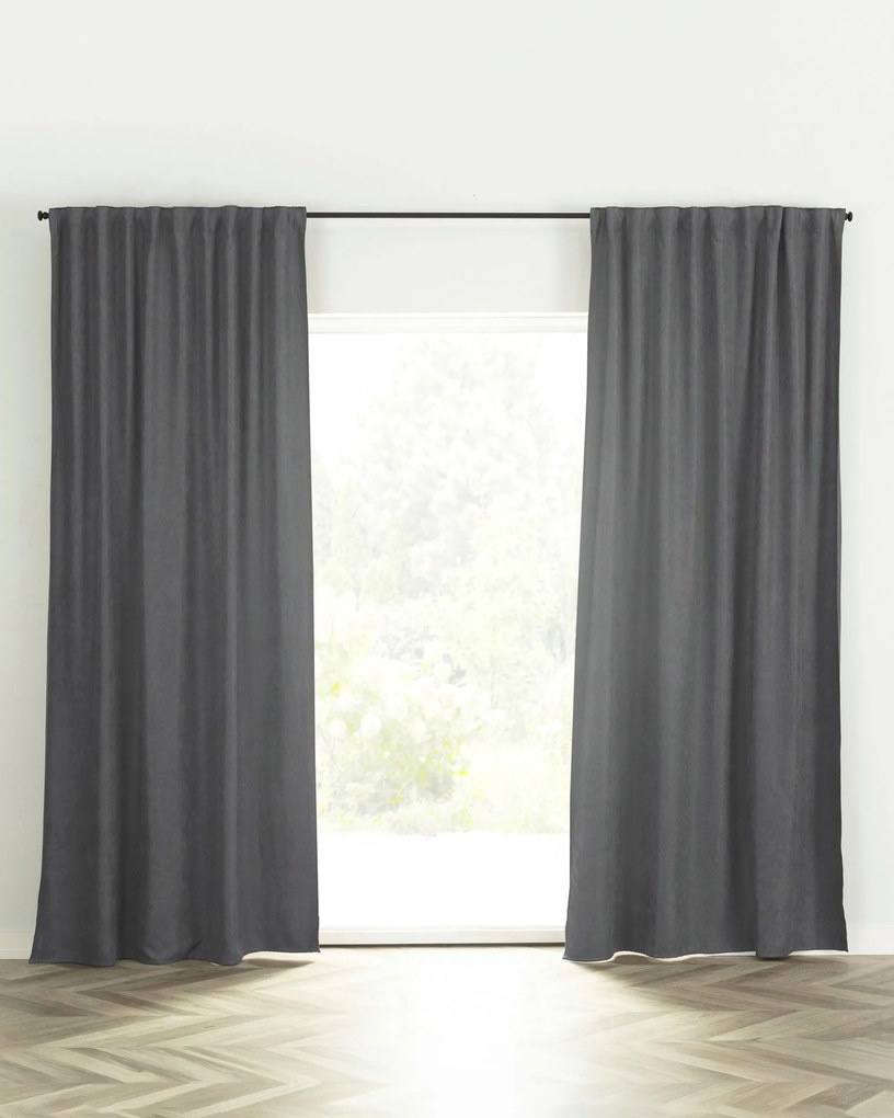 Hotový závěs BASIC s řasící páskou 140x260cm tmavě šedý šenil