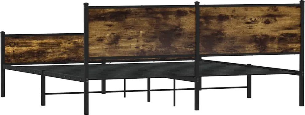 Kovový rám postele bez matrace kouřový dub 193 x 203 cm 3301389
