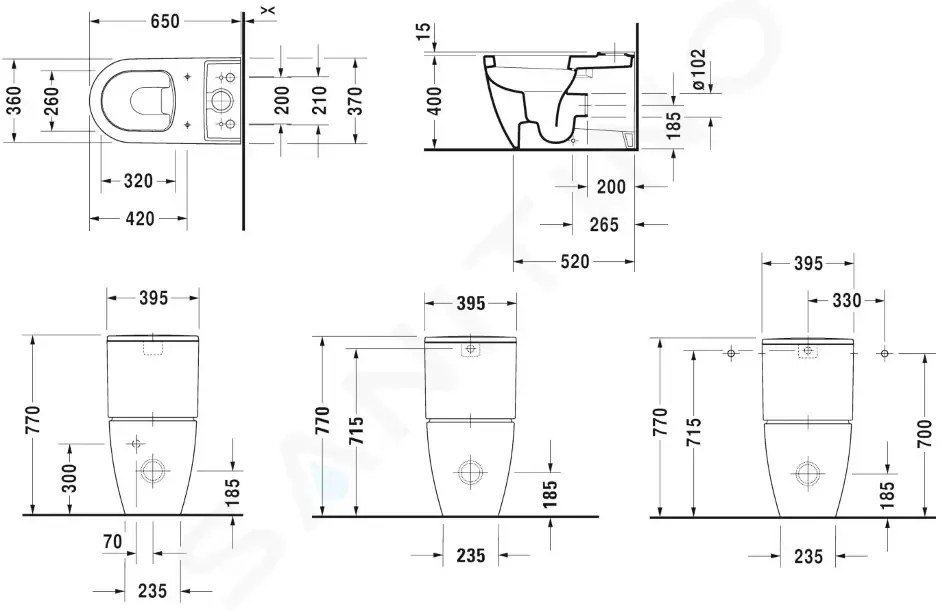 DURAVIT - ME by Starck WC kombi mísa, s HygieneGlaze, alpská bílá (2170092000)