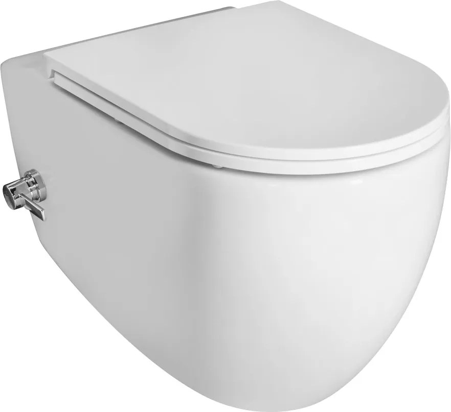 Isvea Infinity závěsná WC mísa integrovaná baterie a bidetová sprška 36,5 x 53 cm Rimless keramika bílá 10NFS9217I