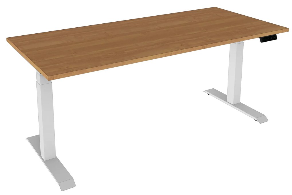 NOBL Dynamic + Elektr. nastavitelný polohovací stůl 180x80 s pamětí Dynamic + Dekor stolové desky: olše, Barva podnože: bílá