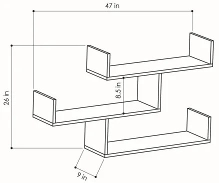 Nástěnná police TIBET 67x120 cm antracit