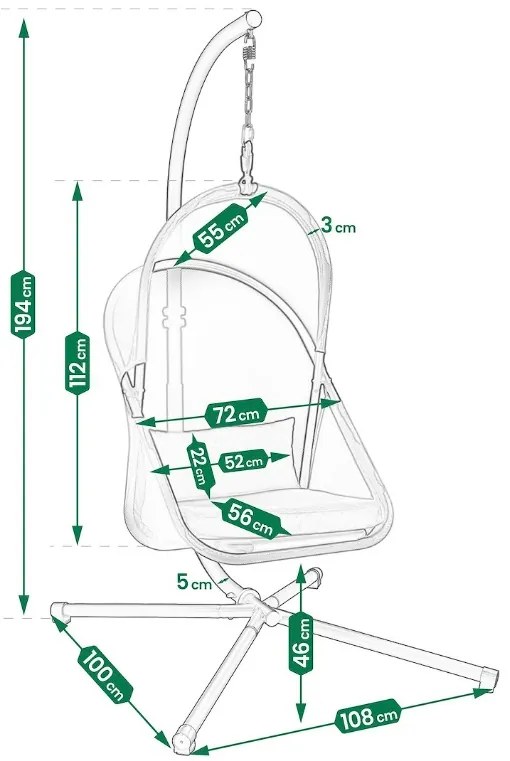 Jumi Zahradní závěsné relaxační křeslo YOBAYA 258839 antracit