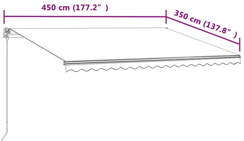 vidaXL Marketos Automatická zatahovací markýza 450 x 350 cm modrobílá