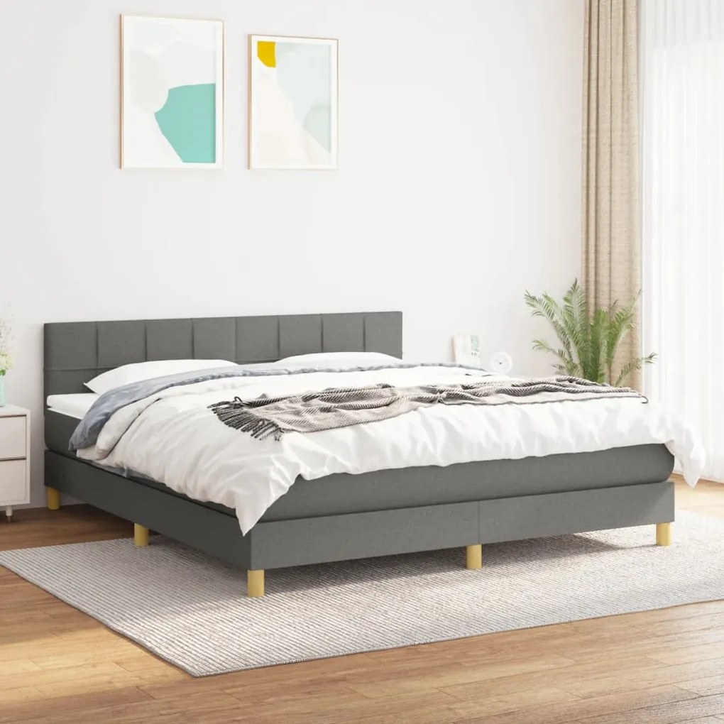 Box spring postel s matrací tmavě šedá 160x200 cm textil 3140626