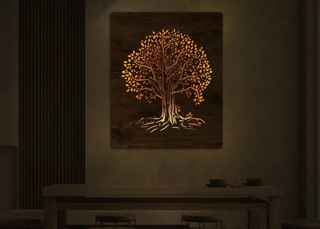 Li-Go "Lípa" světelný obraz 230V 90x110 cm provedení povrchu: dub světlý