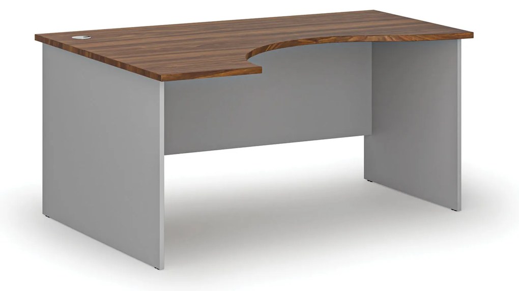 Ergonomický kancelářský psací stůl PRIMO GRAY, 160x120 cm, levý, šedá/ořech