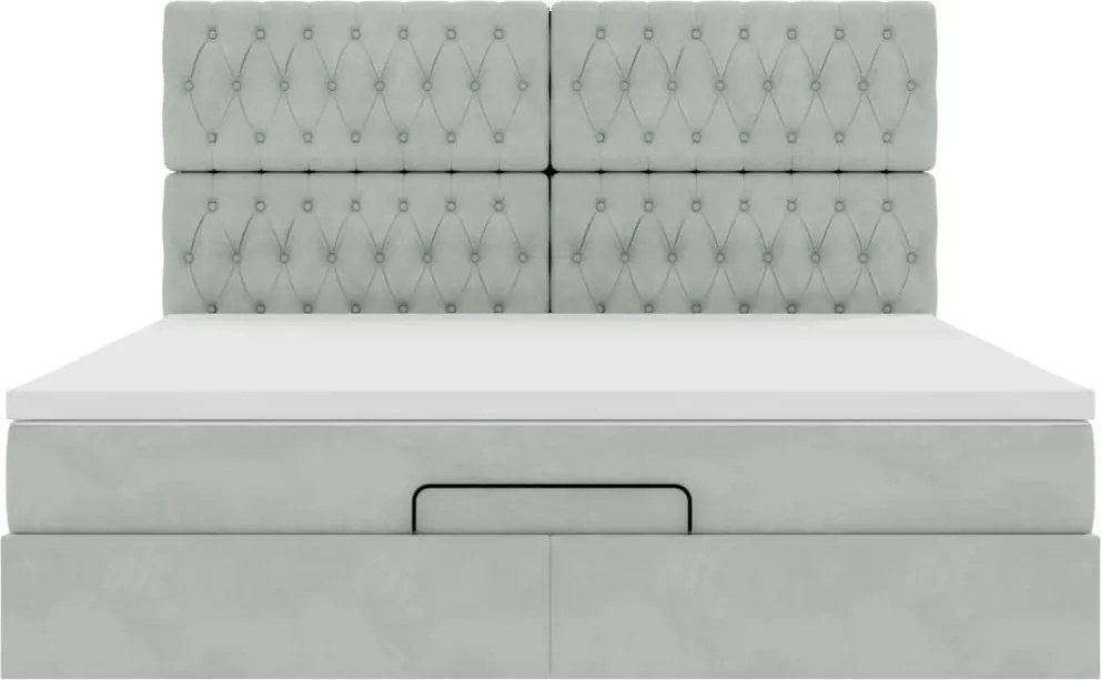 Osmanský rám postele s matracíes světle šedá 160x200cm samet 3313553