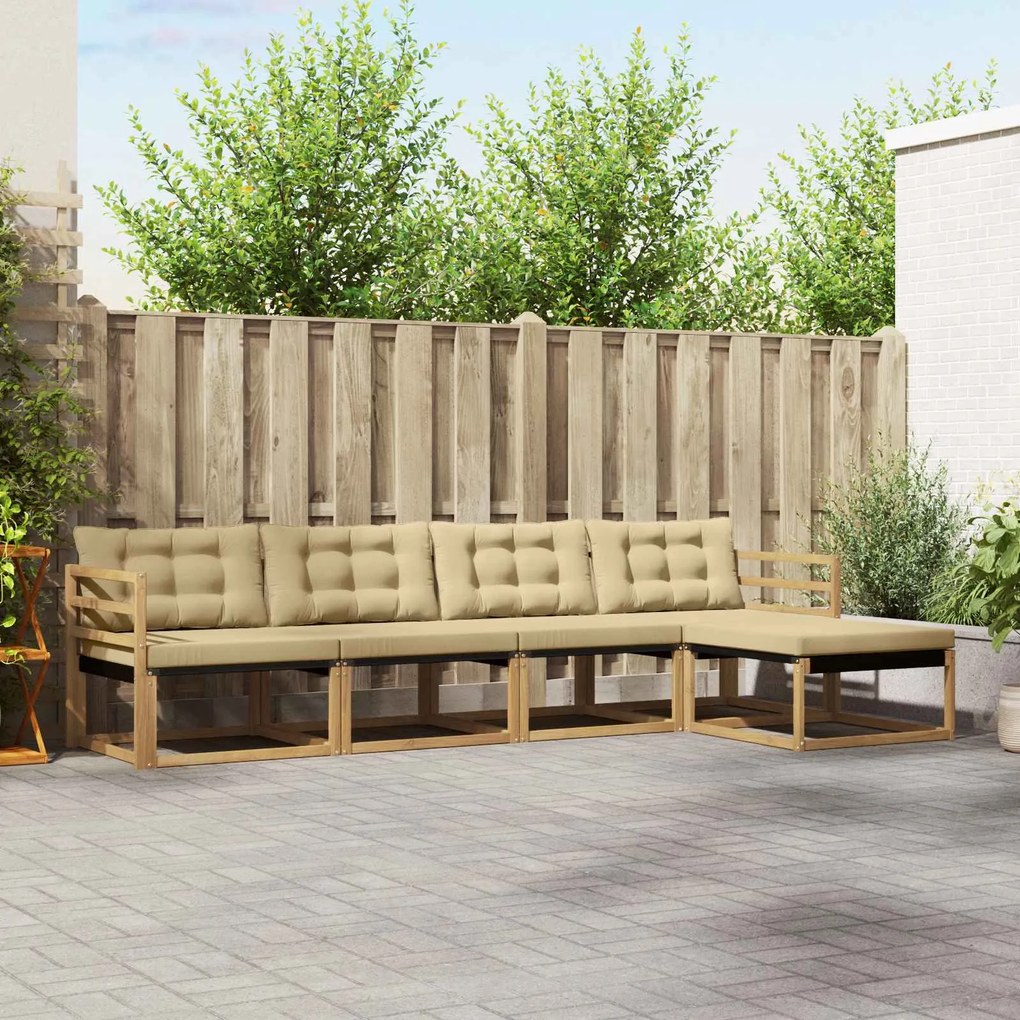 Venkovní pohovková souprava 5 ks Bílá a béžová 3388579