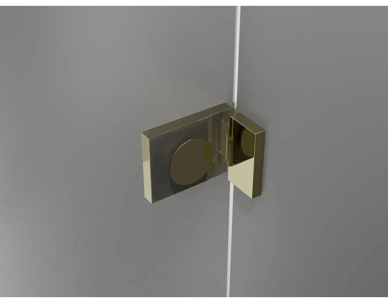 Mexen Lunar, pětiúhelníkový sprchový kout naklápěcí vpravo 80 x 80 cm, 8mm čiré sklo, zlatý profil, 831-080P-080L-50-00-P