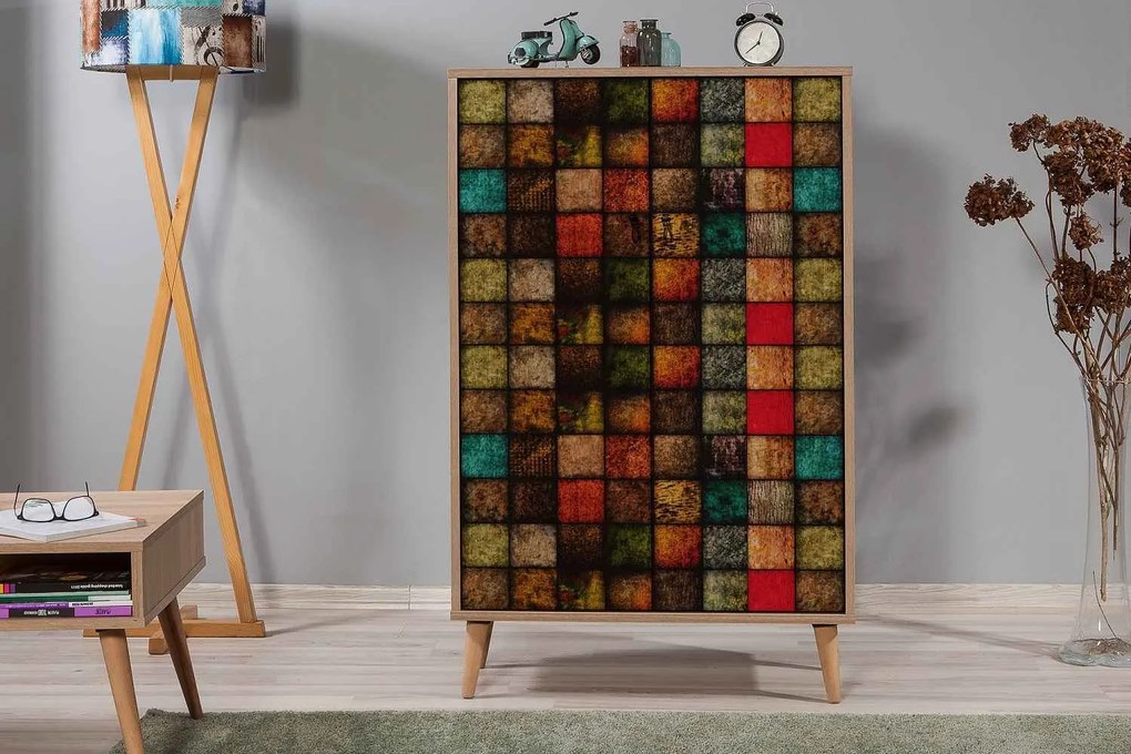 Designová víceúčelová skříň Vallissa 127 cm vzor dub