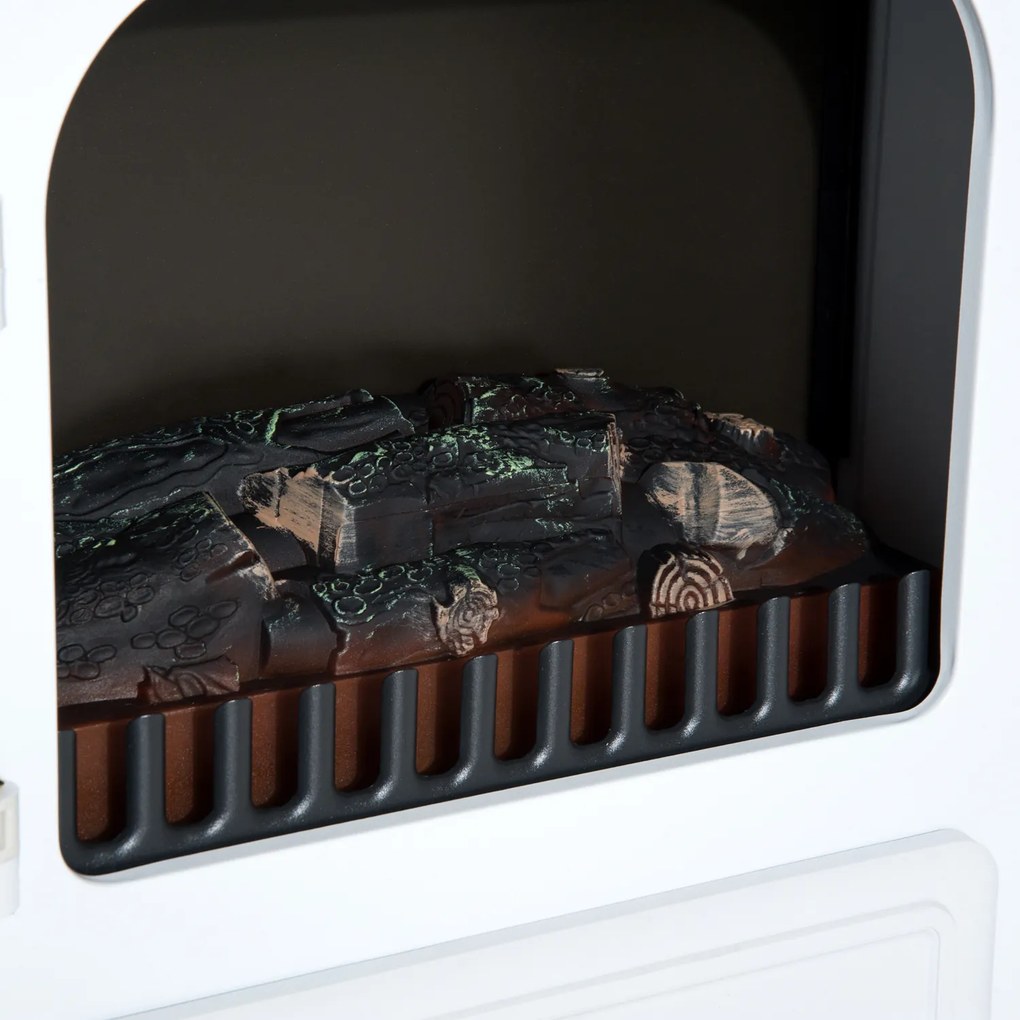 HOMCOM Elektrický krb Kamna s efektem plamene 950/1850W Ochrana proti přehřátí Bílá 41,5x28x54,8cm pro příjemné večery