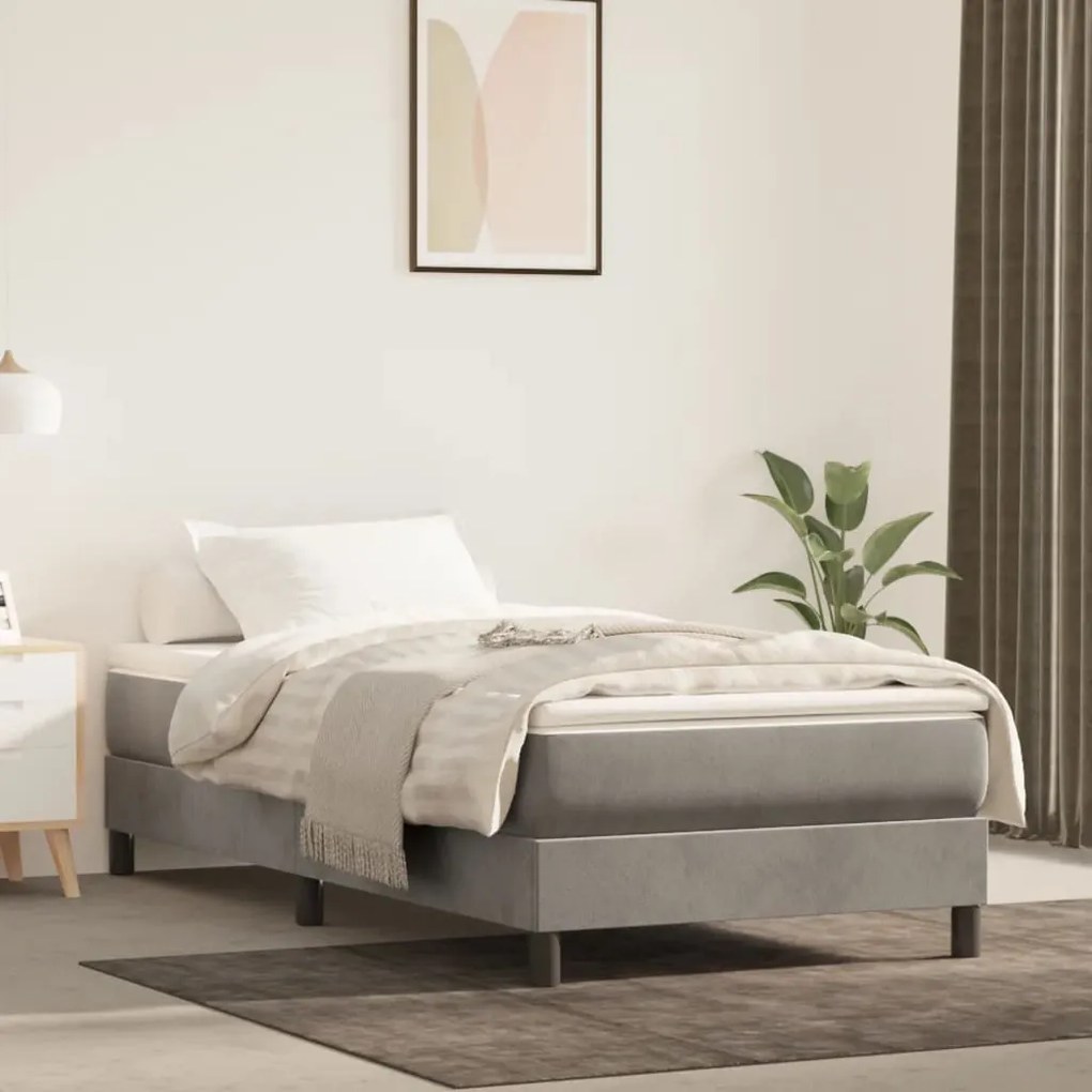 Rám postele s boxspringem světle šedá 90 x 190 cm samet 3120742