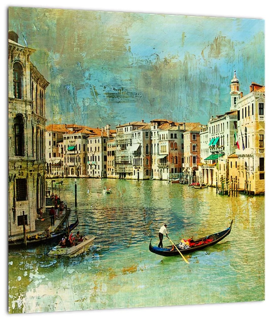 Obraz - Benátský kanál a gondoly (30x30 cm)
