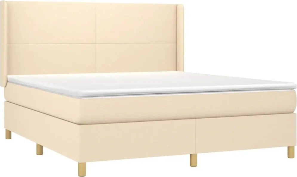 Box spring postel s matrací a LED krémová 180x200 cm textil 3138738