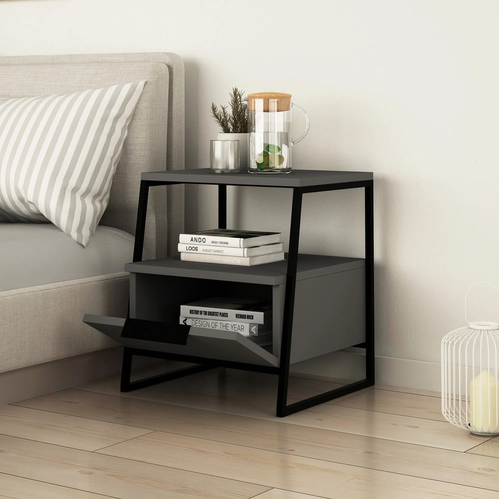 HANNAH HOME noční stolek PAL tmavě šedý 855DTE3513