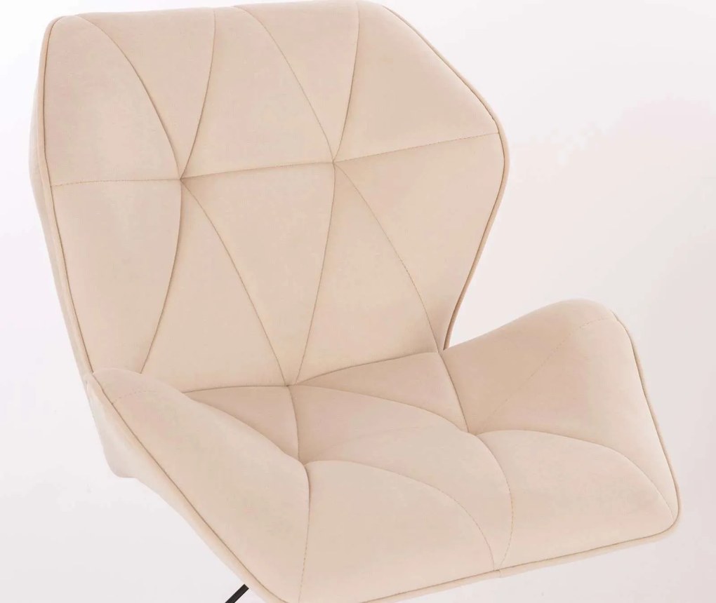 LuxuryForm DESIGN Otočná židle MILANO MAX VELUR na stříbrném kříži - krémová