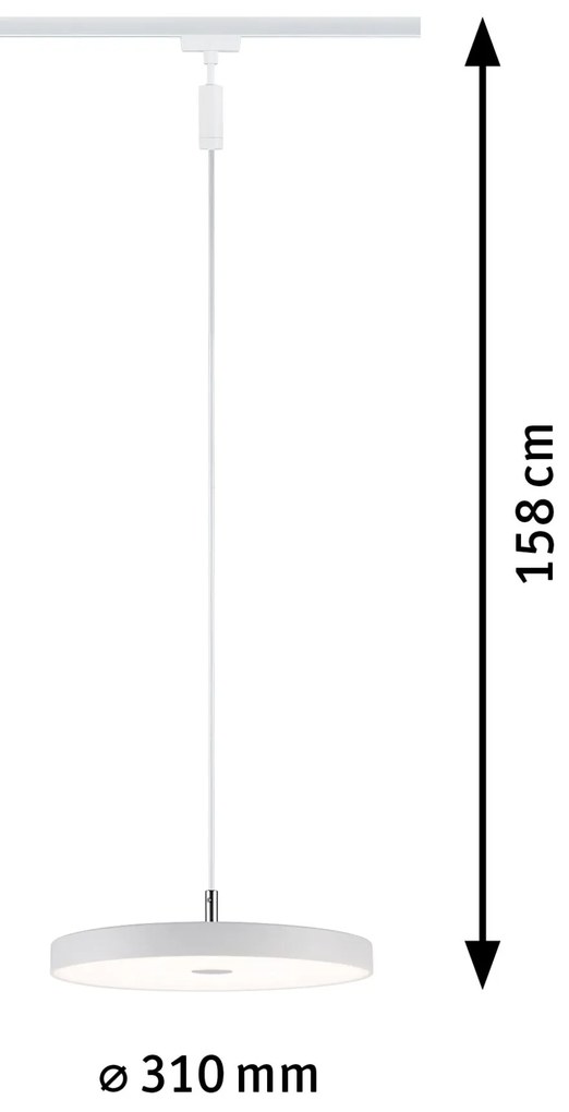 Paulmann 96791 Hildor, závěsné svítidlo pro Urail system, 1x15W LED 3000K, tříkrokové stmívání, bílá, průměr 31cm