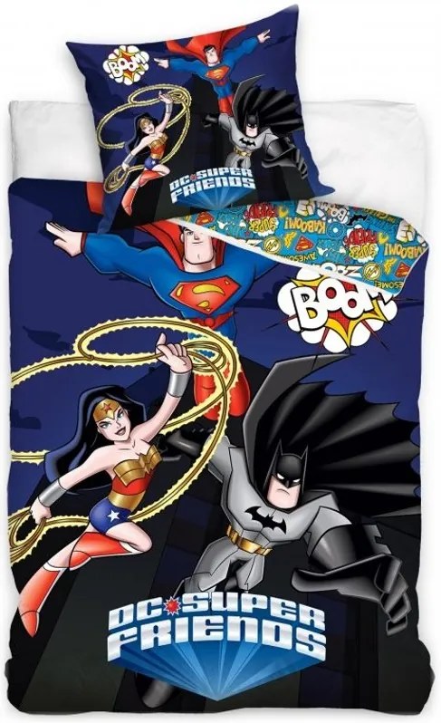 Carbotex · Dětské bavlněné povlečení DC Super Friends - DC Comics - 100% bavlna - 70 x 80 cm + 140 x 200 cm