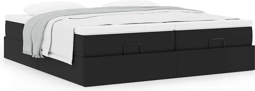 Osmanský rám postele s matrací černá 200x200cm umělá kůže 3311229
