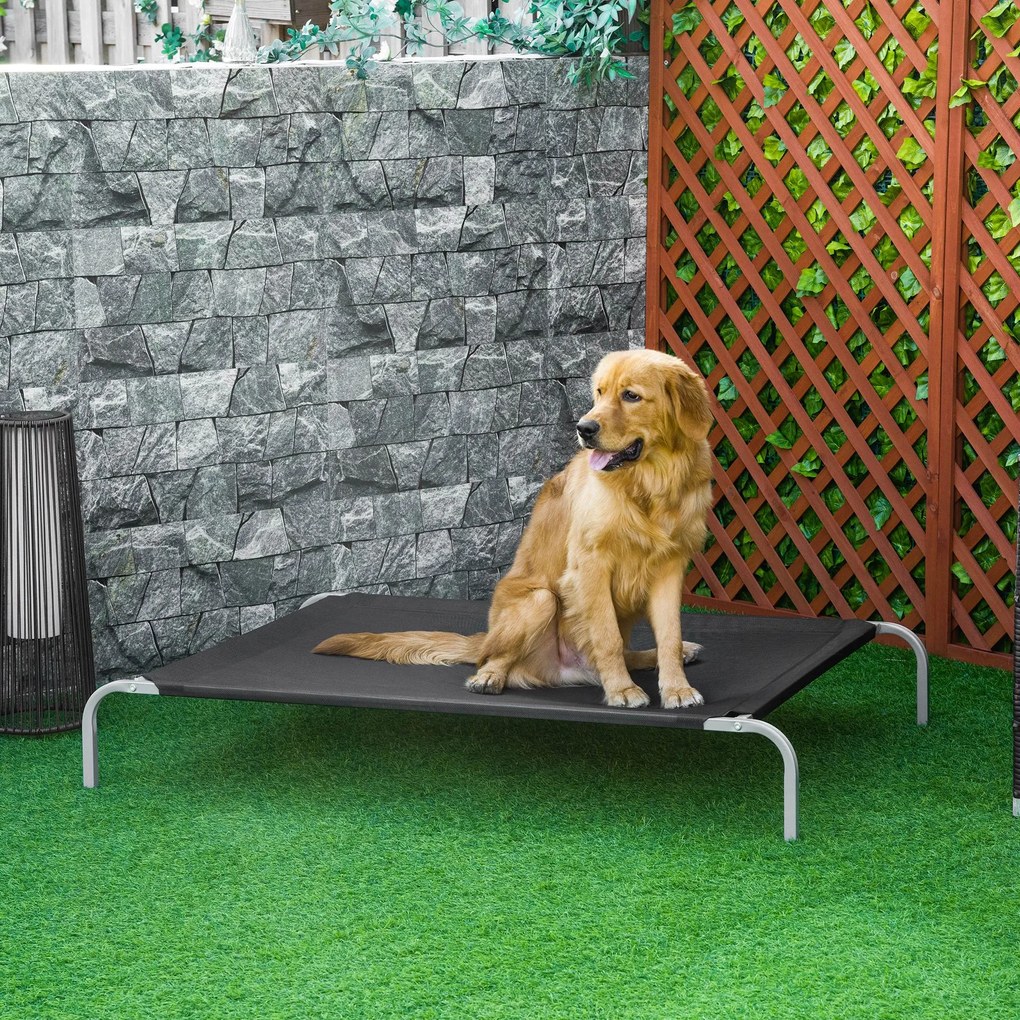 PawHut Elevovaná Postel pro Psy a Kočky, Vzdušná Postel 130x90x20 cm pro Spánek a Odpočinek s Ocelovým Rámem pro Vnitřní a Venkovní Použití