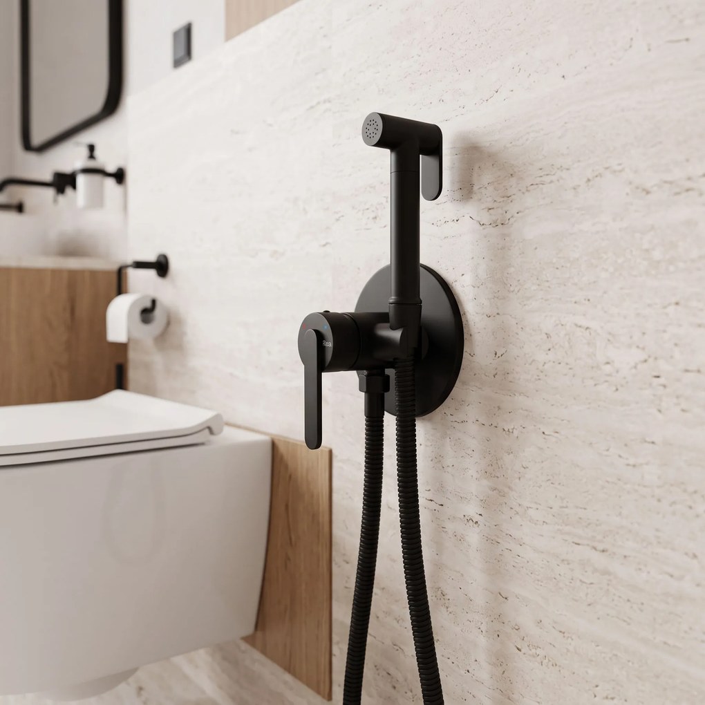 Rea Ontario, podomítková bidetová baterie, černá matná, REA-B3901