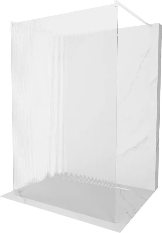 Mexen Kioto, sprchová zástěna Walk-In 120 x 200 cm, 8mm sklo s žebrovým vzorem, bílá profil, 800-120-002-20-09