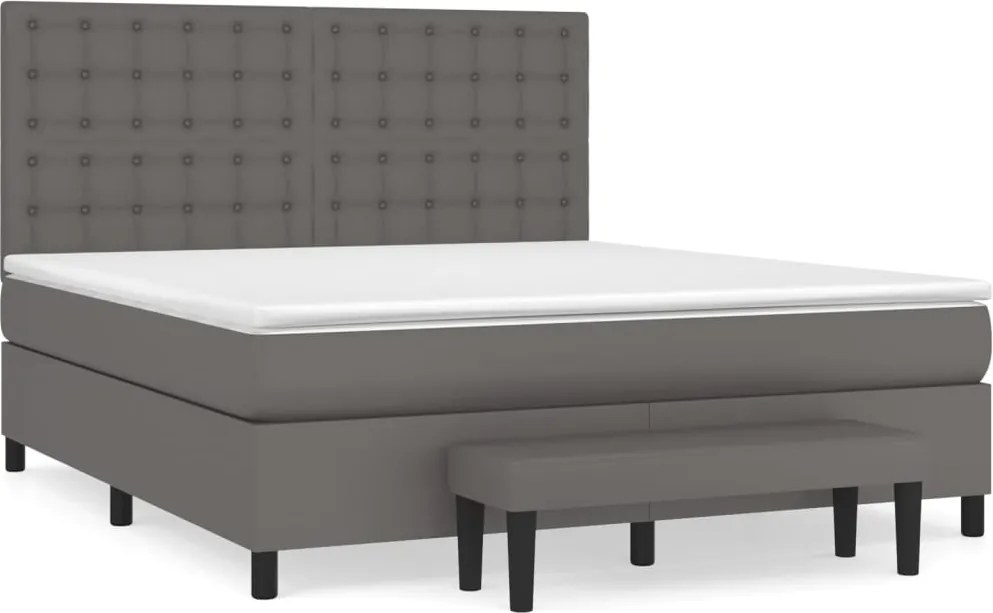Box spring postel s matrací šedá 160x200 cm umělá kůže 3137675