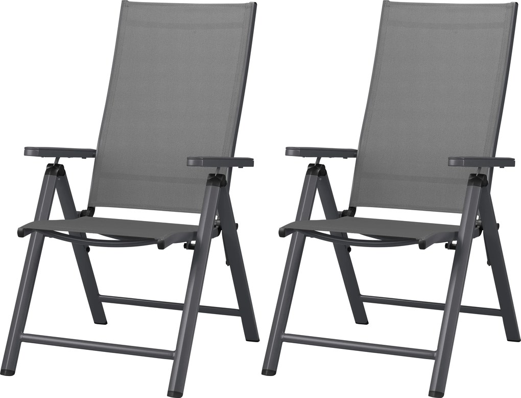 Livarno® Hliníkové polohovací křeslo Houston, antracitová, 2 kusy