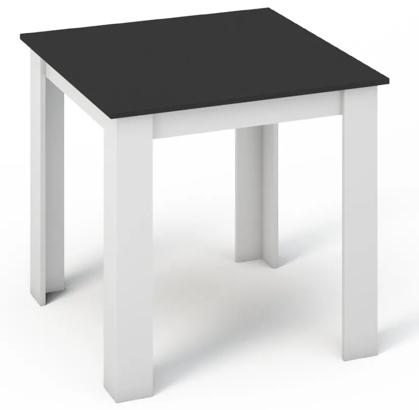 Jídelní stůl Kongo 80x80 cm, bílá/černá mat