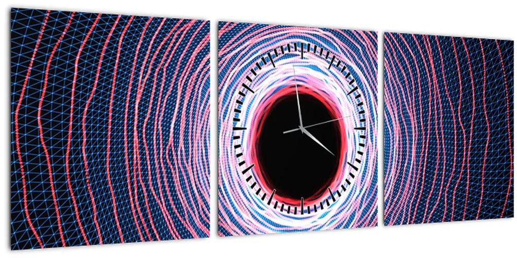 Obraz abstrakce kruhu (s hodinami) (90x30 cm)