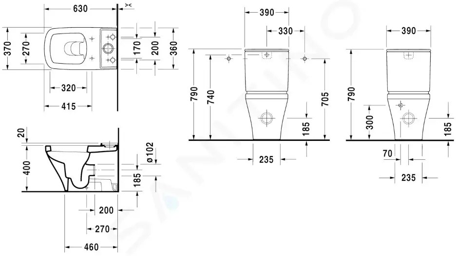 DURAVIT - DuraStyle WC kombi mísa, s WonderGliss, bílá (21550900001)