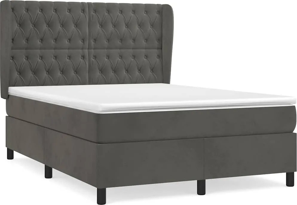 Box spring postel s matrací tmavě šedá 140x200 cm samet 3129394