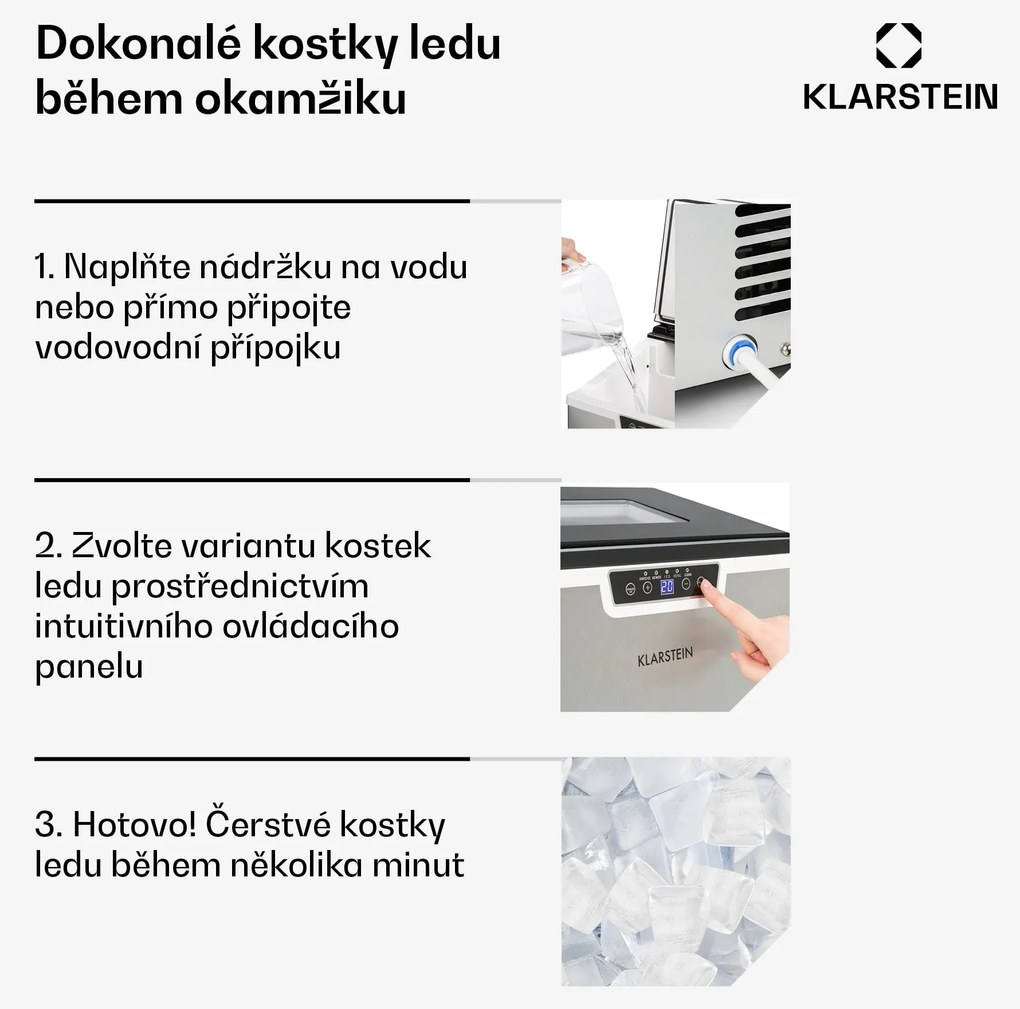 Klarstein Icefestival Cube, výrobník ledu, 195 W, 1,9 l, 20 kg/24 h