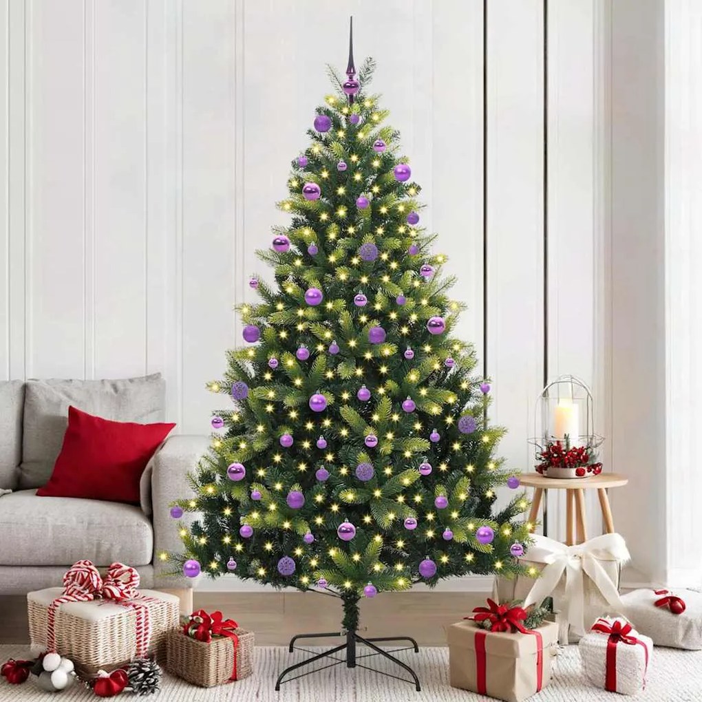 Umělý skládací vánoční stromeček 300 LED Zelená 210 cm PVC a PE 3396006