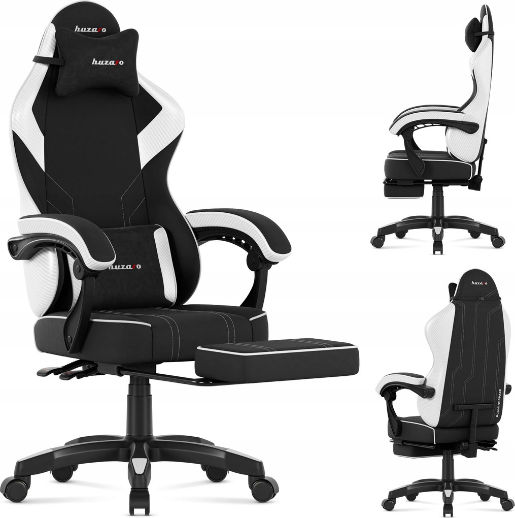 Gamingová hráčská židle otočná Huzaro Force 3.7 White Carbon S Podnožkou