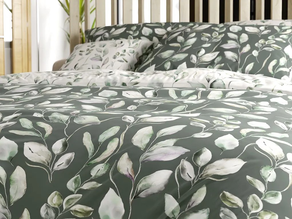 Povlečení z mikrovlákna DREAMFLOR zelené Rozměr povlečení: 2 ks 70 x 90 cm | 200 x 220 cm
