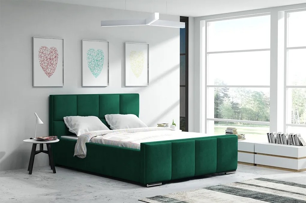 Eka Čalouněná postel Passion - Kronos 140x200 cm Barva látky: Mintová (Kronos 26), Úložný prostor: Bez úložného prostoru