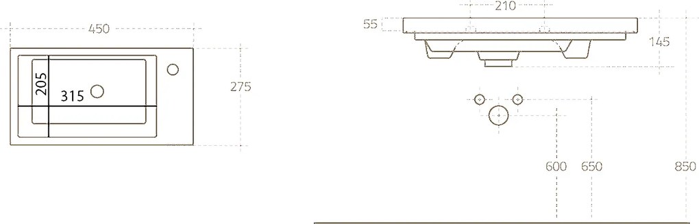 Sapho, ZORAN nábytkové umyvadlo 45x27,5 cm