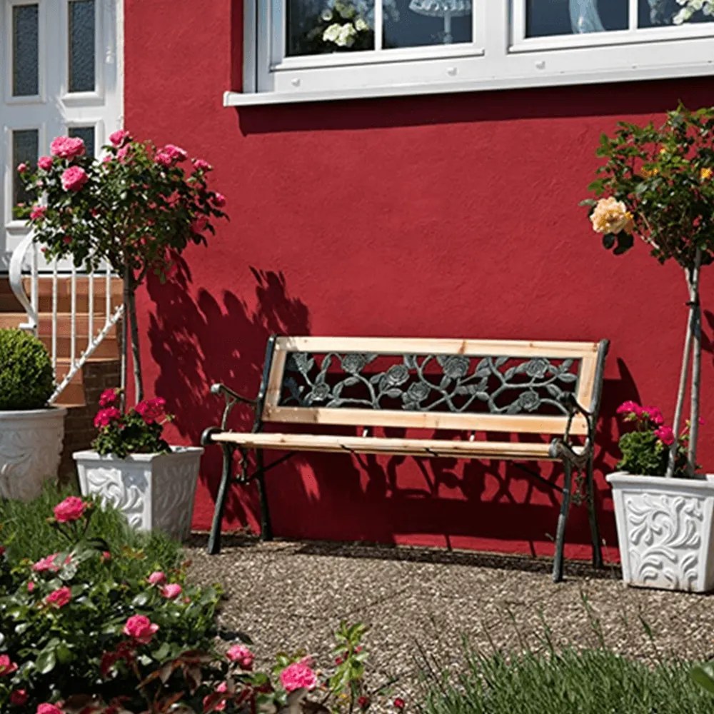 Zahradní lavička, černá/přírodní, FAIZA