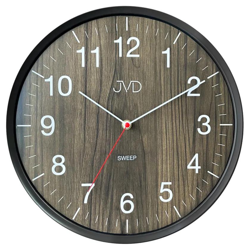 JVD Netikajcí analogové tiché hodiny v imitaci dřeva JVD HA17.3